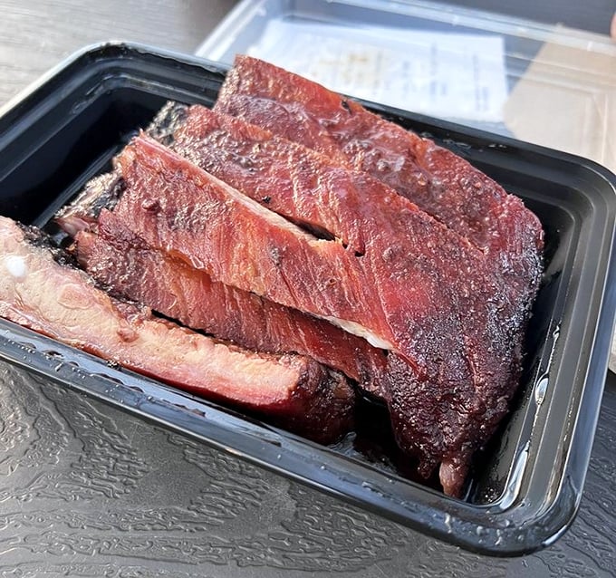 Behold the tri-tip in all its glory – that perfect bark giving way to a rosy interior that's the barbecue equivalent of finding water in the desert.