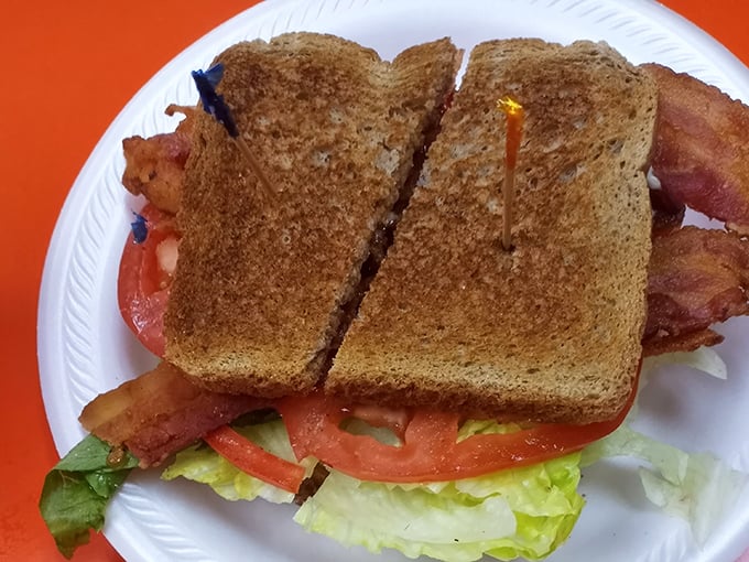 The legendary BLT that launched a thousand return visits. Notice how the bacon extends beyond the bread—that's not an accident, that's generosity.