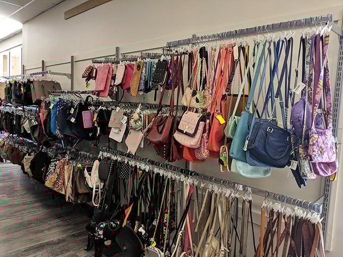 Bag heaven exists, and it's organized by color. From practical totes to "just because it's pretty" purses—all priced for guilt-free shopping.