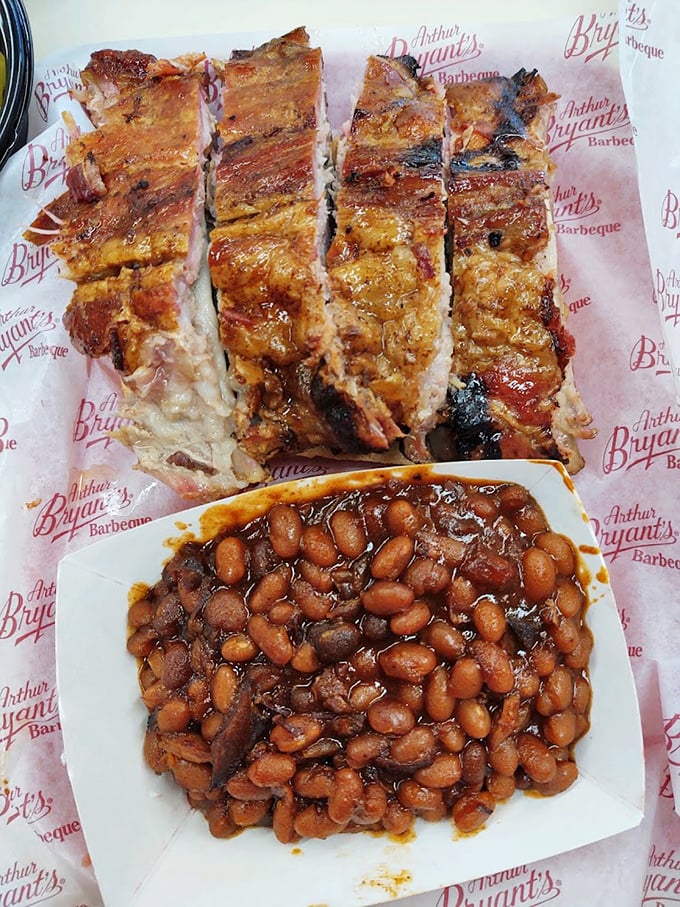 Not just side dishes—these ribs and beans are having the culinary conversation of a lifetime, speaking the universal language of comfort food.