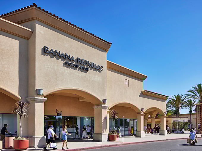 Banana Republic's elegant façade promises business casual that says "corner office" while your receipt whispers "brilliant budgeting."