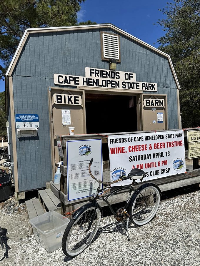 The charming Bike Barn isn't just a rental spot—it's your ticket to freedom on two wheels. Wine and cheese events? Now we're talking!