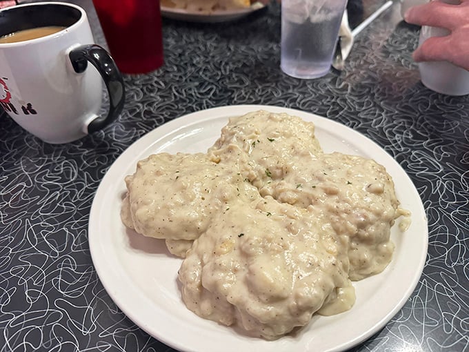 These biscuits and gravy aren't just a side dish—they're the main event. Comfort food that hugs you from the inside.