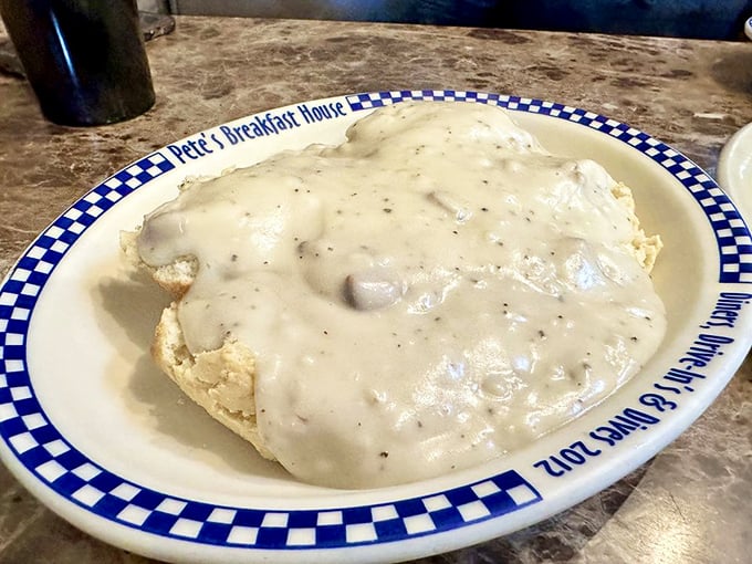 Biscuits and gravy so comforting they should come with a warning: "May induce involuntary sighs of contentment."