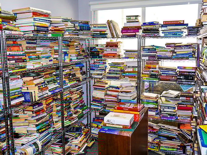 A bibliophile's dream come true—shelves packed with literary adventures waiting to be discovered for less than the price of a fancy coffee.