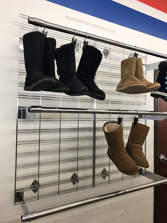Boot boulevard – where practical footwear finds new life and sheepskin comfort awaits at a fraction of mall prices.