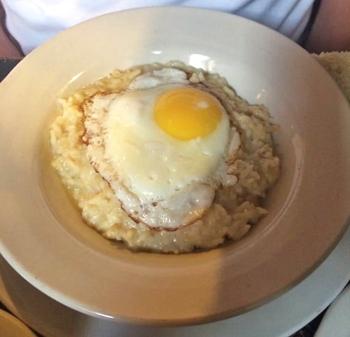 Breakfast risotto topped with a perfectly fried egg—because sometimes the best way to start your day is with dinner.