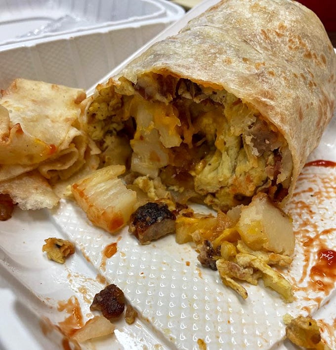 This breakfast burrito could double as a sleeping bag—comfort food that really commits to comfort.