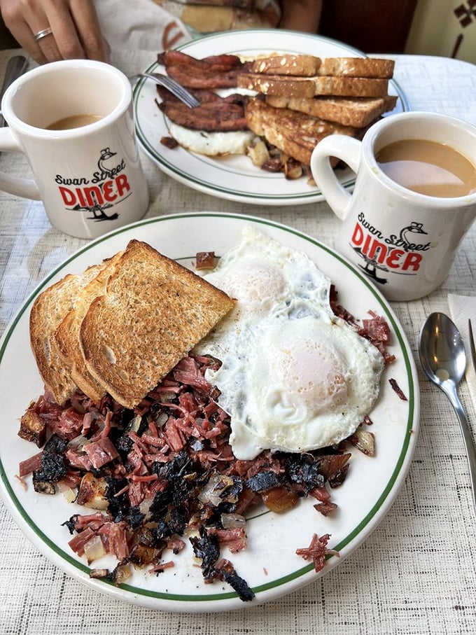 Corned beef hash and eggs: the breakfast power couple that never goes out of style or flavor.