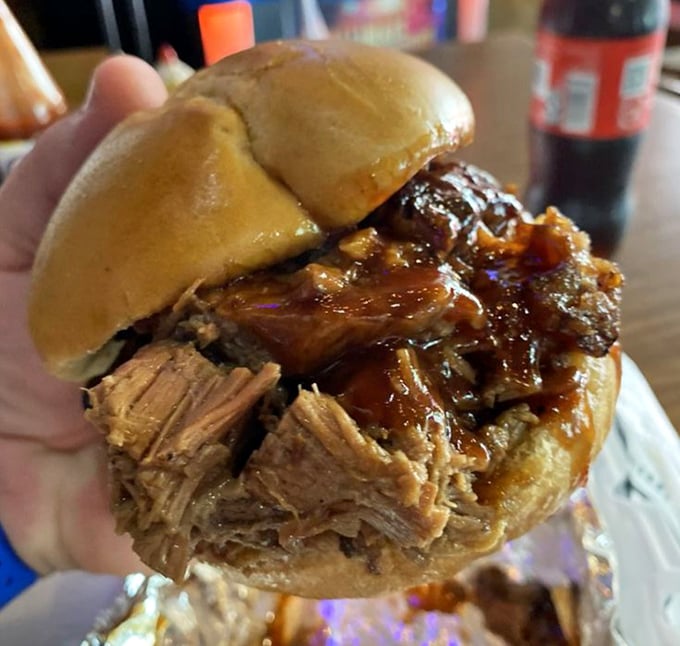 The brisket sandwich isn't just a meal—it's an event. Each bite delivers a perfect harmony of smoke, meat, and sauce.