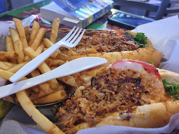 The Buffalo chicken cheesesteak brings together two regional favorites in holy matrimony—crispy, saucy chicken nestled in a perfect torpedo roll.