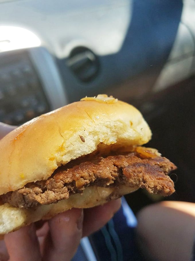 The cross-section reveals the truth: these aren't just burgers, they're edible history lessons with a side of caramelized onions.