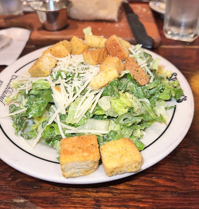 Even their Caesar salad deserves respect—crisp romaine, house-made croutons, and a dressing that would make Julius himself request seconds.