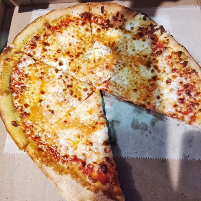 Even in a town famous for seafood, sometimes you just need a perfect cheese pizza – this one's crust has the ideal balance of chew and crunch.