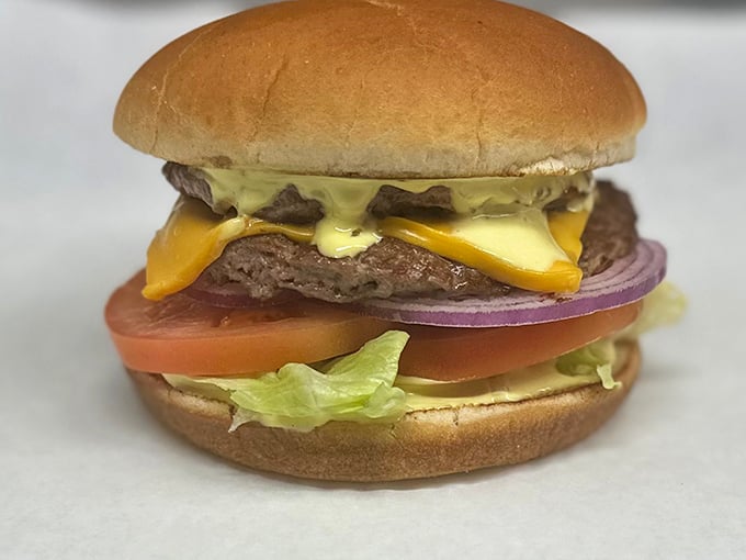 The cheeseburger at Wilkin's doesn't need fancy aioli or artisanal buns—just perfectly melted cheese, fresh veggies, and a patty that means business.
