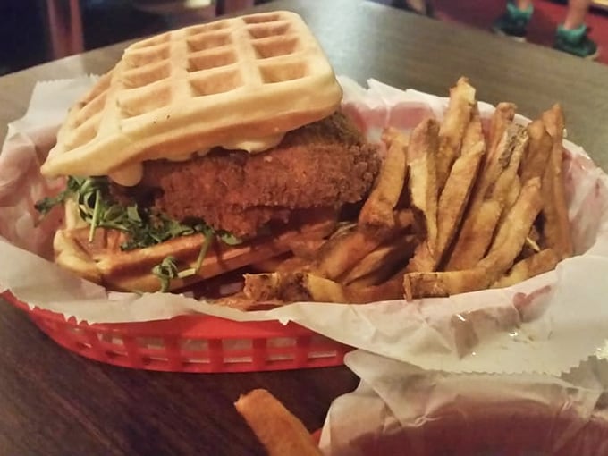 Who decided chicken and waffles belong together? A genius, that's who. This savory-sweet combo makes breakfast-for-dinner the most exciting rebellion since you stayed up past 10pm.