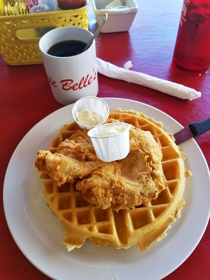 Chicken and waffles: the breakfast equivalent of finding out your favorite band is playing in your backyard. Golden, crispy, and ready for its close-up.