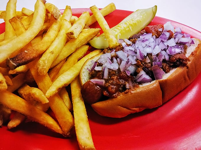 This isn't just a chili dog—it's a masterclass in how simple food, done right, can make fancy restaurants seem like they're trying too hard.
