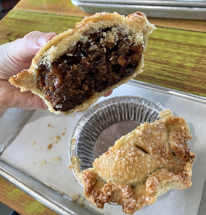 Cut into this chocolate pecan pie and witness the gooey, rich interior that makes diets spontaneously combust within a fifty-foot radius.