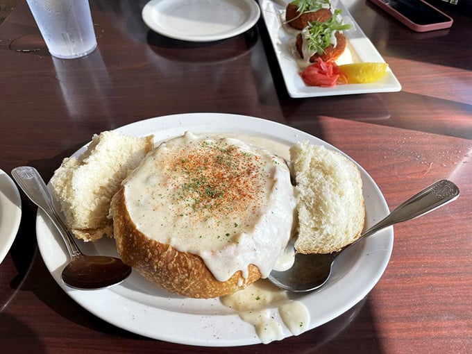 This bread bowl of chowder isn't just comfort food—it's a warm, creamy hug from the ocean itself.