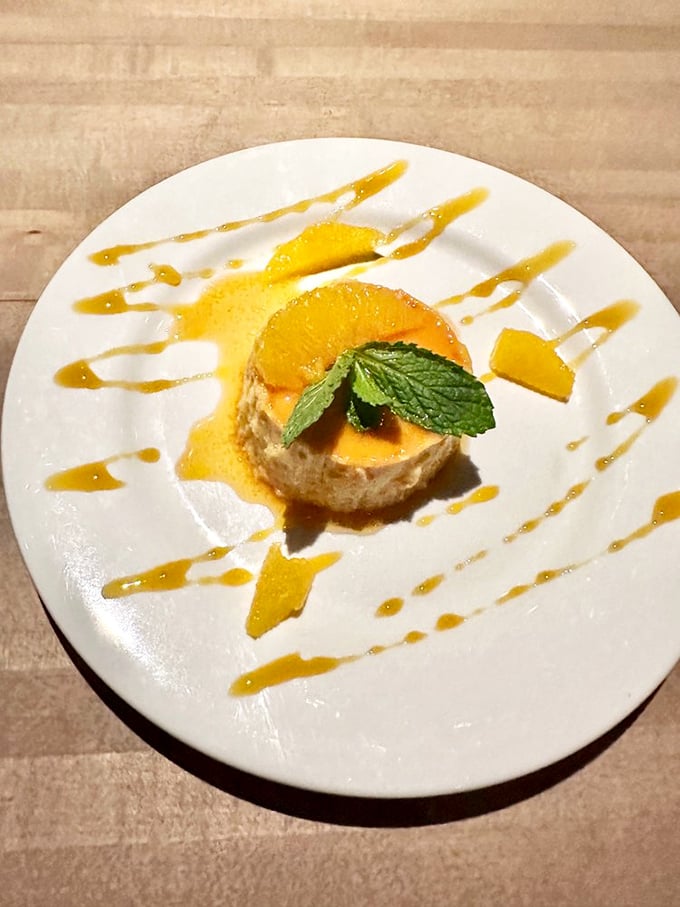 The citrus flan doesn't just end your meal—it provides closure with a sweet-tart finale that would make Shakespeare write sonnets.