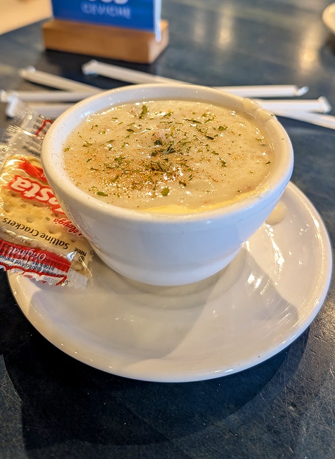 This isn't just clam chowder—it's a creamy bowl of coastal comfort that makes rainy Oregon days something to look forward to.