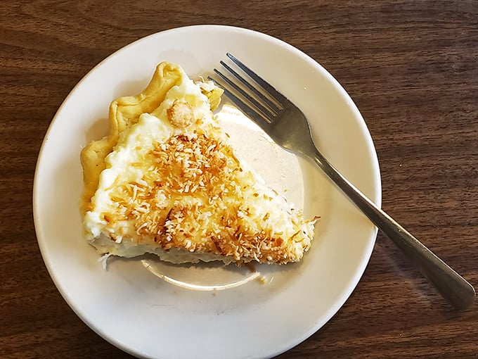 Coconut cream pie that would make your grandmother both jealous and proud. That toasted coconut topping is the crown jewel of dairy dreamland.