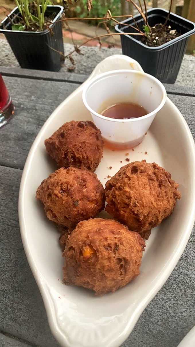 Golden-brown perfection on a plate – these stuffed pork medallions and corn pudding might just make you propose marriage to your server.