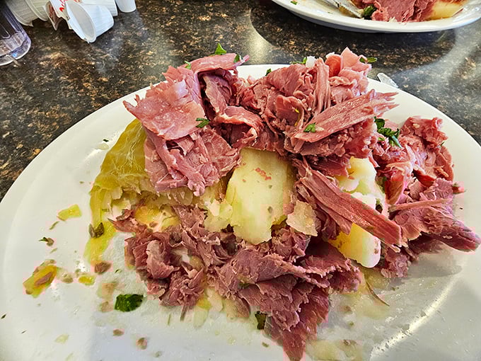 Corned beef and potatoes playing the ultimate supporting role. This plate has more meat than most Hollywood action films.
