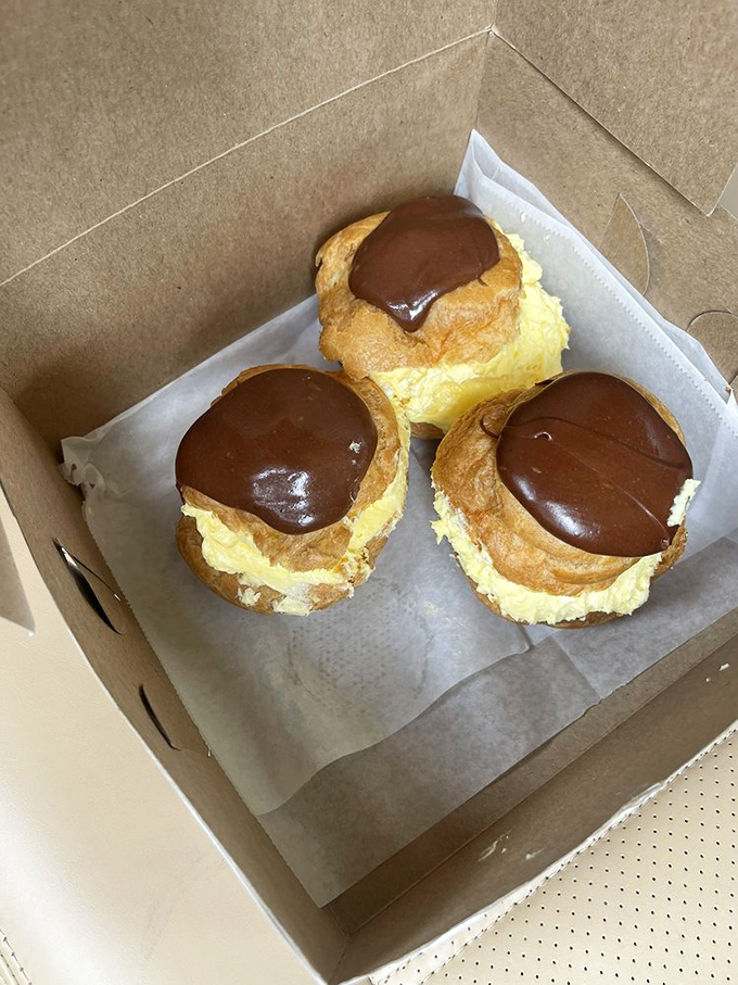 Those cream puffs are basically edible clouds filled with dreams – resistance is futile, so don't even try.