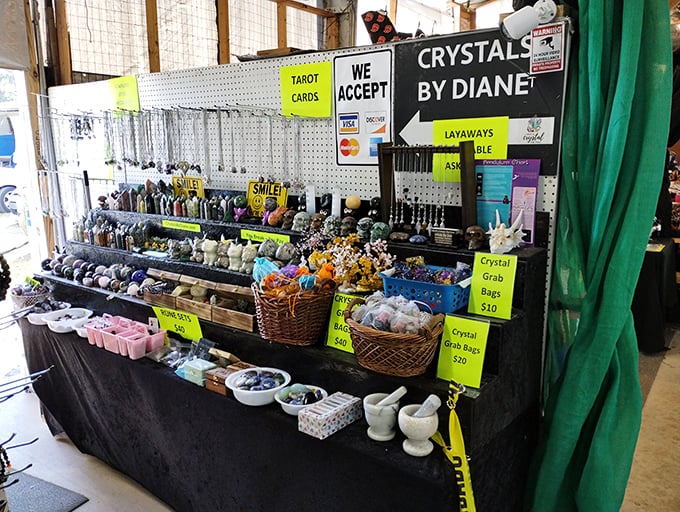 Crystal clear choices for every metaphysical need. Whether you're a serious collector or just enjoy pretty rocks, this booth has your spiritual side covered.