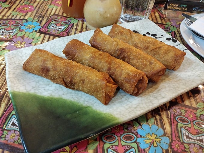 These aren't your mall food court egg rolls. Perfectly crisp wrappers giving way to a filling that someone's grandmother would approve of. Dunk with abandon.