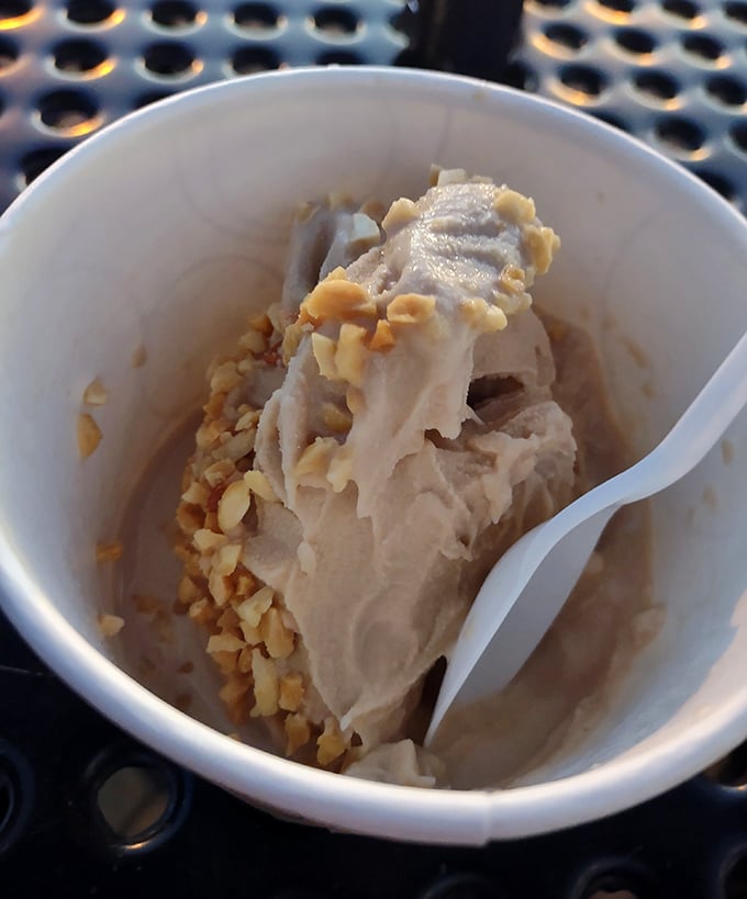 Vanilla ice cream studded with nuts—proof that sometimes the simplest pleasures deliver the most profound satisfaction. Spoon required, sharing optional.