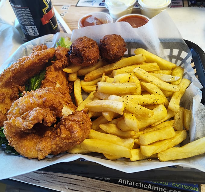 Seafood and fries nestled together in a basket—the beach vacation your taste buds have been dreaming about all winter.