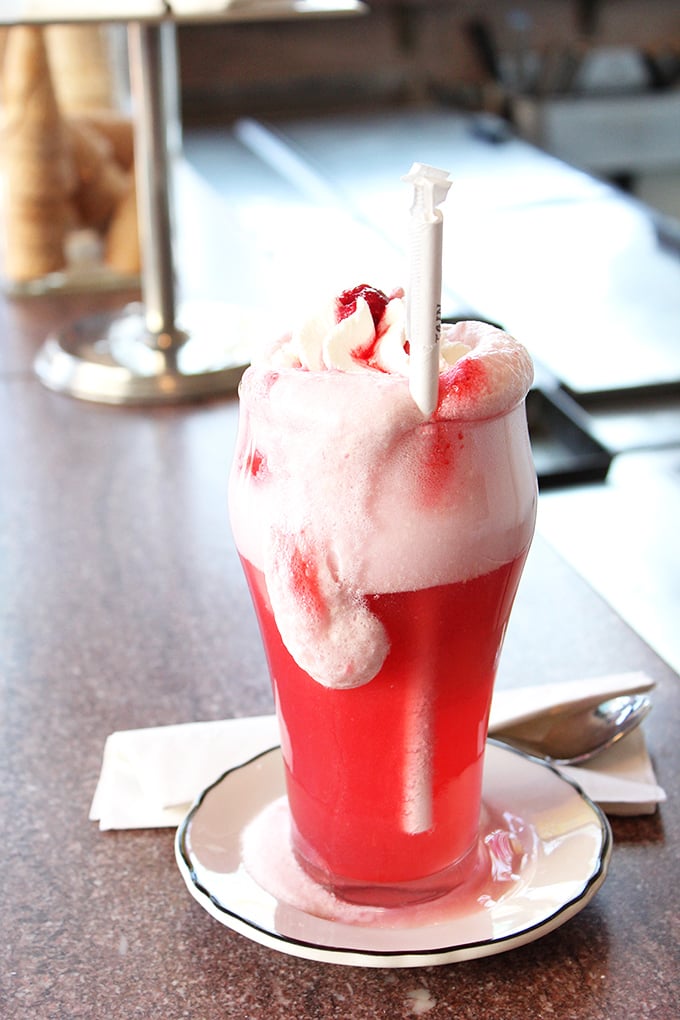 This cherry float is blushing harder than a teenager at their first dance, and twice as sweet.