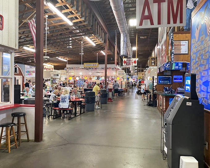 The market's food court—where shopping stamina is restored and deal-hunting strategies are hatched over plates of comfort food and cold drinks.