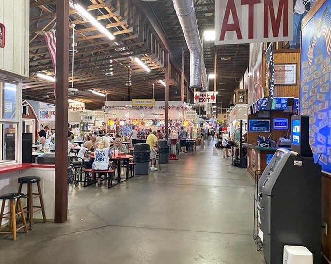 The market's food court—where shopping stamina is restored and deal-hunting strategies are hatched over plates of comfort food and cold drinks.