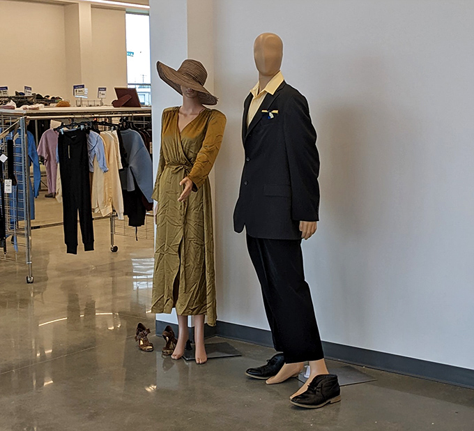 These mannequins are dressed better than most wedding guests. Formal attire waiting for its next special occasion—at a fraction of department store prices.