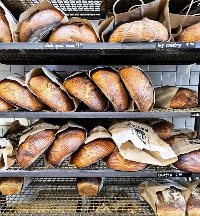 Bread that looks like it should be in a museum but tastes like it should be in your mouth. Each loaf tells a story of patience, fermentation, and glorious gluten.