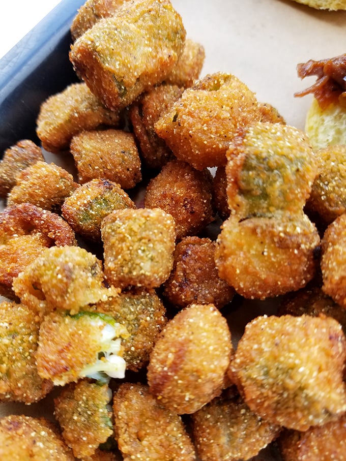 Fried okra nuggets that crunch like nature's popcorn—the South's answer to anyone who ever claimed vegetables can't be indulgent.