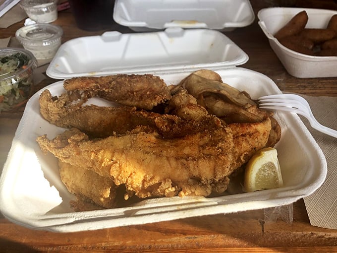 Fried flounder that shatters at first bite, revealing pearly white flesh beneath—this is the seafood equivalent of breaking into a crème brûlée.