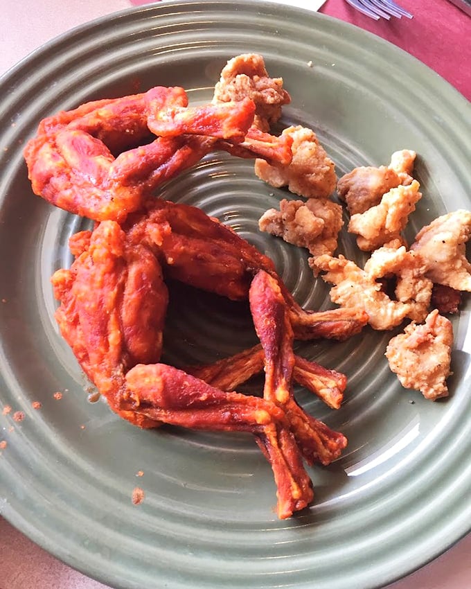 Florida meets Louisiana on this plate of crispy fried frog legs – a delicacy that's converted more skeptics than a televangelist on Sunday morning.