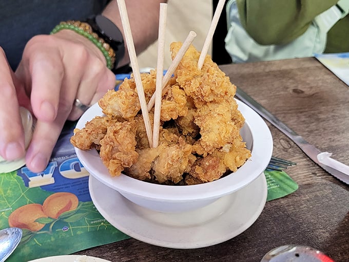 These golden-brown gator bites aren't just a novelty for tourists—they're a legitimate delicacy that answers the age-old question: "What does alligator taste like?" Delicious, that's what.
