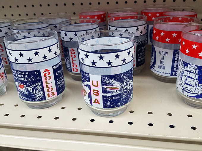 Space-themed glasses that would make NASA proud – perfect for serving Tang at your next moon landing anniversary party.