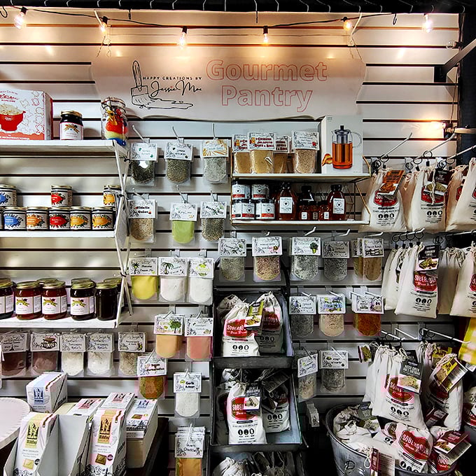 The Gourmet Pantry section proves that even seasoning can be a collectible – these jars contain flavors with history, not just spices.