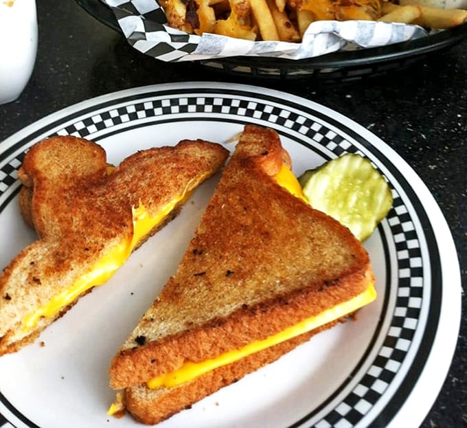 The humble grilled cheese gets the royal treatment here—perfectly golden with that telltale cheese pull that would make any comfort food enthusiast weak at the knees.