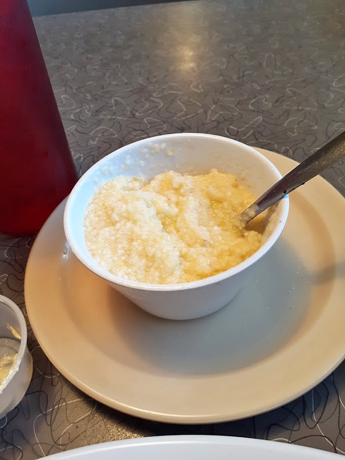 A bowl of creamy grits sits ready for its close-up—the humble corn dish that's found an appreciative audience far from its Southern roots.
