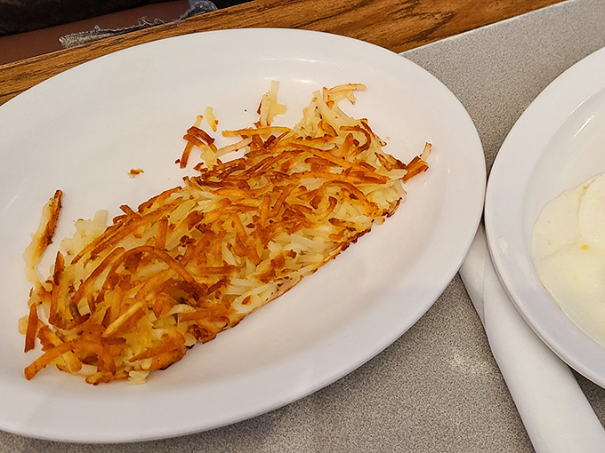 These aren't just hash browns – they're a crispy, golden-brown work of art that makes you wonder why potatoes ever agreed to be prepared any other way.