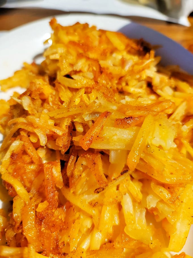 These aren't just hash browns—they're golden-brown potato architecture, crispy on the outside, tender within. Breakfast engineering at its finest.