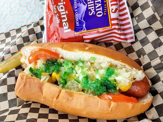 Chicago meets Oregon in this loaded dog – a symphony of toppings that proves hot dogs deserve the same respect as their burger cousins.